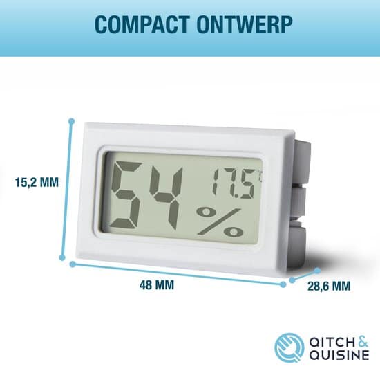 Compacte Hygrometer Mèt Batterijen - Wit - Hygro- en Thermometer ...