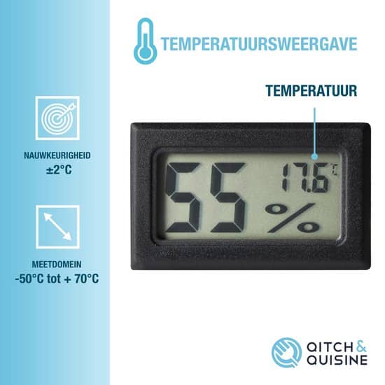 Compacte Hygrometer Mèt Batterijen - Zwart - Hygro- en Thermometer ...
