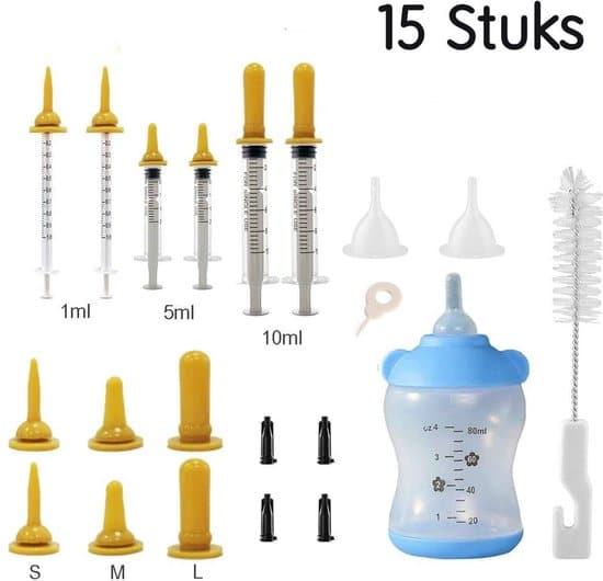 15 Stuks - Dieren Voeding Spuit En Zuigfles - Met Tepels in ...