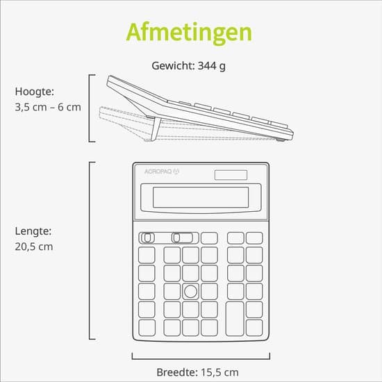 ACROPAQ Rekenmachine groot - 12-cijferig scherm - Bureaurekenmachine ...