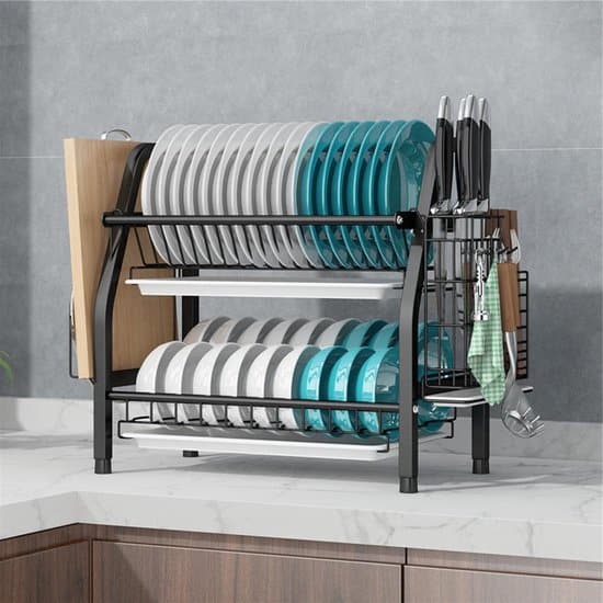 Afdruiprek - Afdruiprek met Lekbak - Afwas - Metaal - Zwart - RVS ...