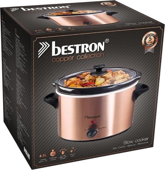 Bestron elektrische Slowcooker, met keramische pan en glazen deksel ...