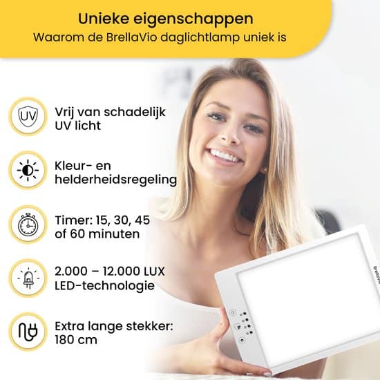 BrellaVio Happy Light Daglichtlamp - 12.000 LUX - Wit - LED ...