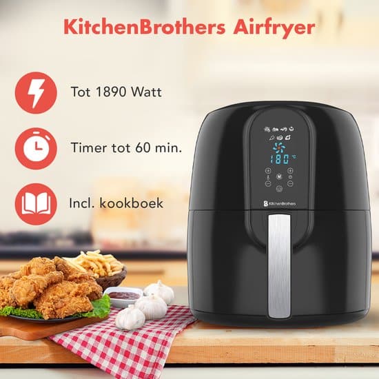 KitchenBrothers Airfryer - XXL Hetelucht Friteuse - 1890W - 7,2L ...