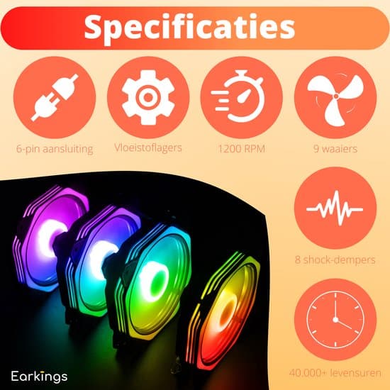 RGB Fan PC fan Set van 4 - Case Fan 120mm 6-pin High Airflow - Computer ...