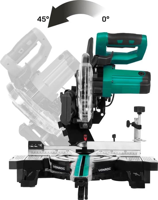 VONROC Compacte afkortzaag - kapzaag - verstekzaag 2200W - Ø216mm ...