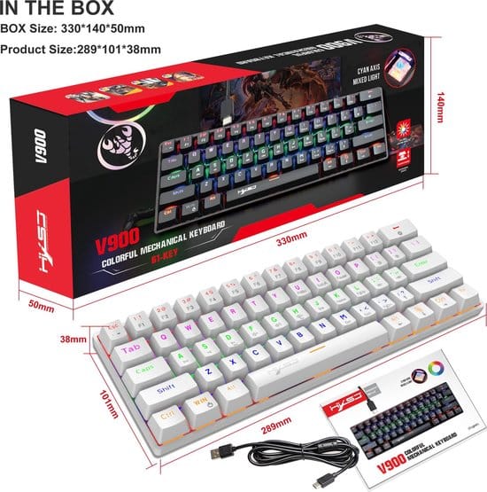 HXSJ V900 - RGB bedrade mechanisch gaming toetsenbord - QWERTY - 61 ...