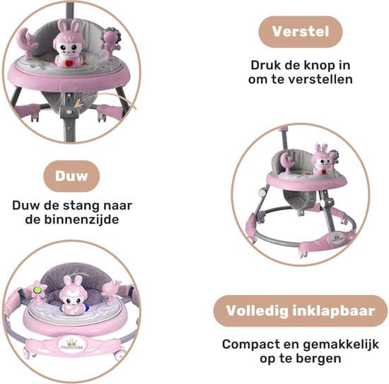 Young Star® Loopstoel - Baby Loopwagen – Loopstoeltje Baby - Leren ...