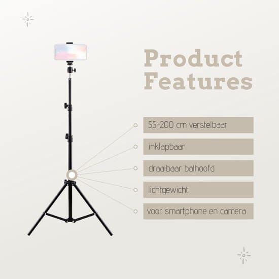 Statief smartphone en camera met telefoonhouder / statief telefoon en ...