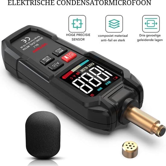 Professionele Decibel Meter - Geluidsniveaumeter - Digitale Draagbare Decibelmeter - 30 dB tot ...