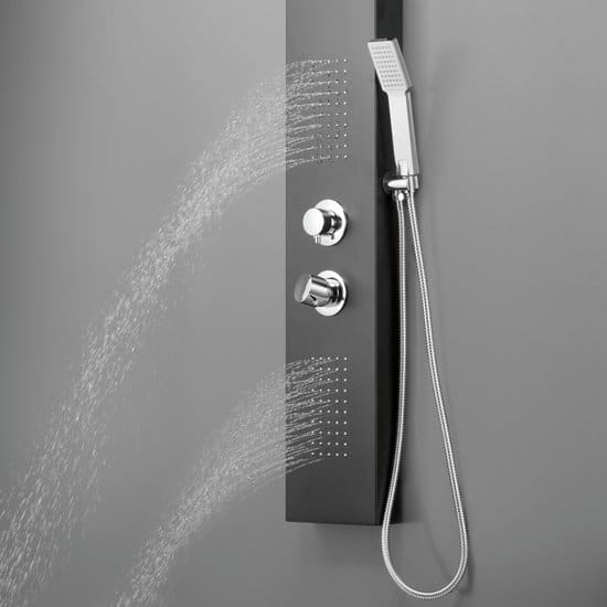 SENSEA - Douchepaneel met massagejets CALOA - Aluminium - Mat zwarte ...