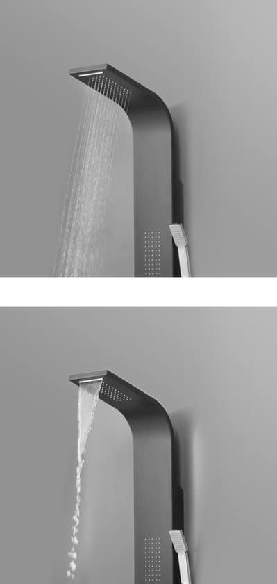 SENSEA - Douchepaneel met massagejets CALOA - Aluminium - Mat zwarte ...