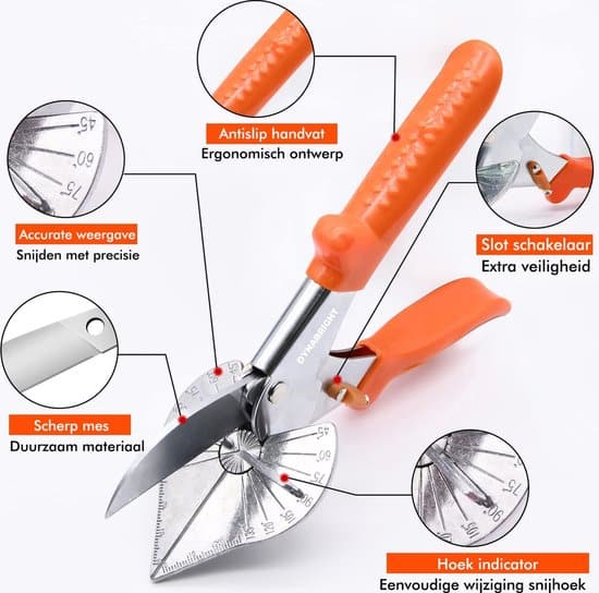 DynaBright Plintenschaar - Extra 5 Mesjes - Plintentang - Verstekschaar ...