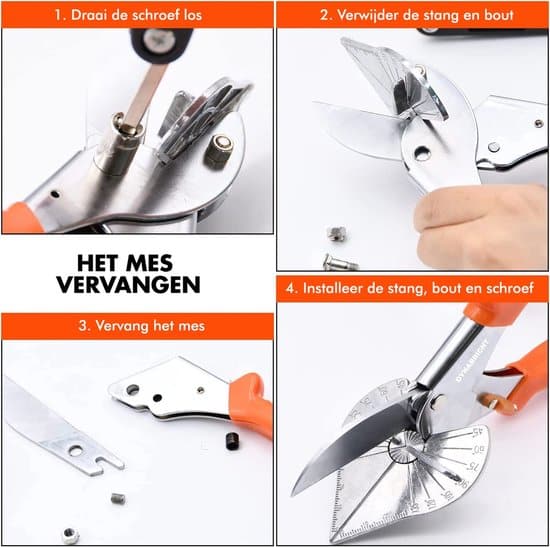 DynaBright Plintenschaar - Extra 5 Mesjes - Plintentang - Verstekschaar ...