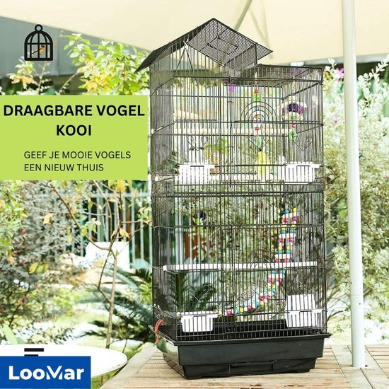 LooMar Grote vogelkooi - vogel Voliere - Vogelkooi - Zwart - Geschikt ...