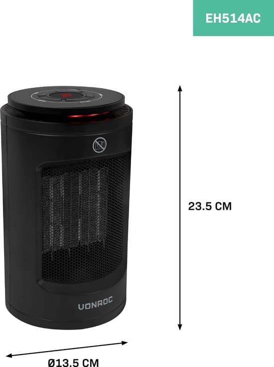 VONROC Elektrische kachel - ventilatorkachel - 600W/1200W - keramisch ...